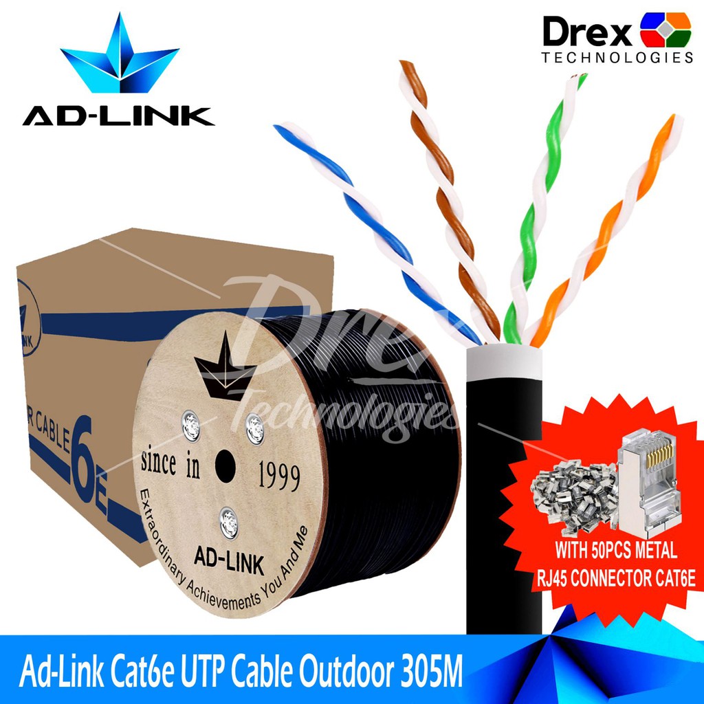 305M Ad-Link Outdoor UTP Lan Cable Cat6 Cat6E With Free 50 Pcs Rj45 ...