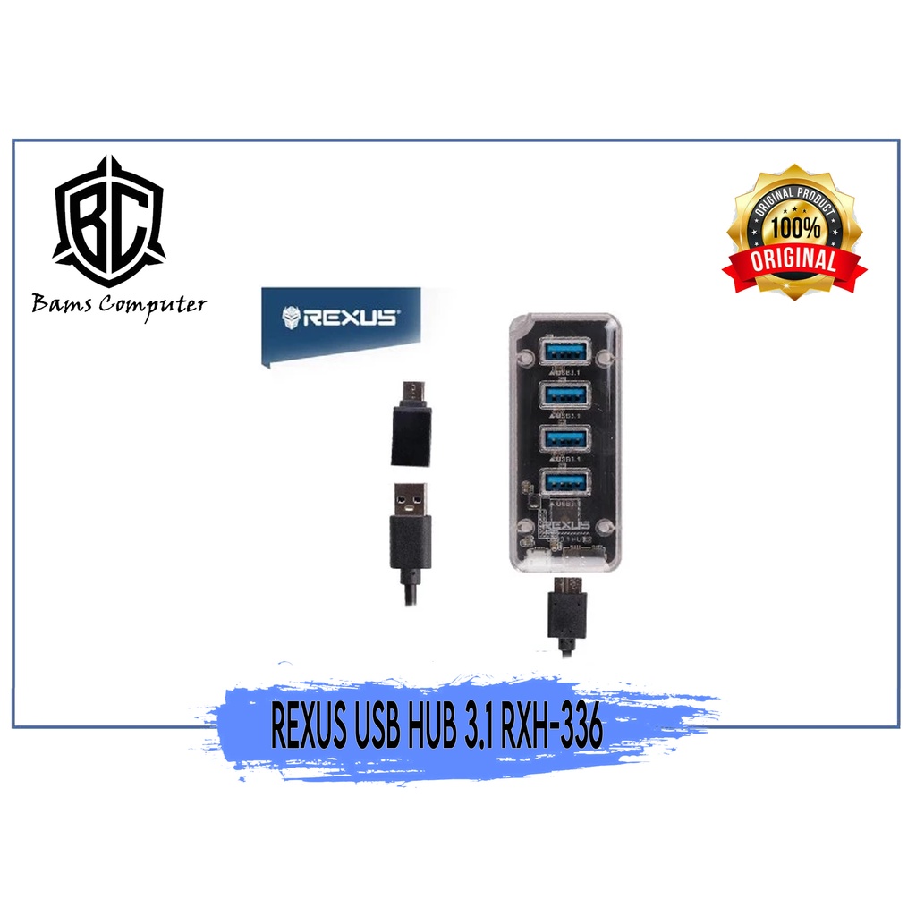 Rexus USB Hub 3.1 RXH-336 4 Ports With Type-C Converter | Shopee Philippines