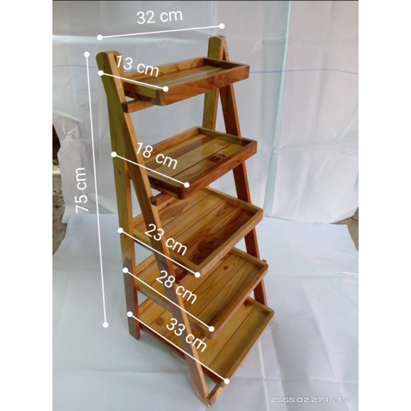 5-Layer Folding Teak Wood Shelf Claimable In Any Case | Shopee Philippines