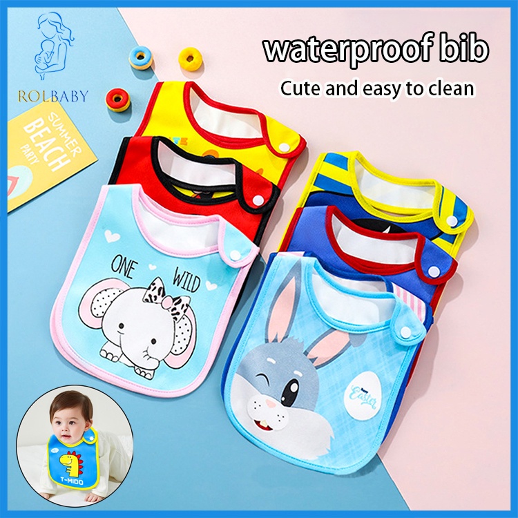 【COD】 Baby saliva bib cute cartoon waterproof bibs with button | Shopee ...