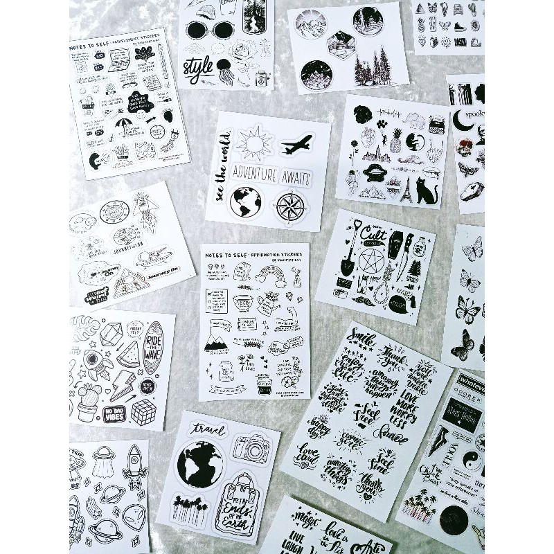 Sticker black and white for DIY scrapbook design project journal ...