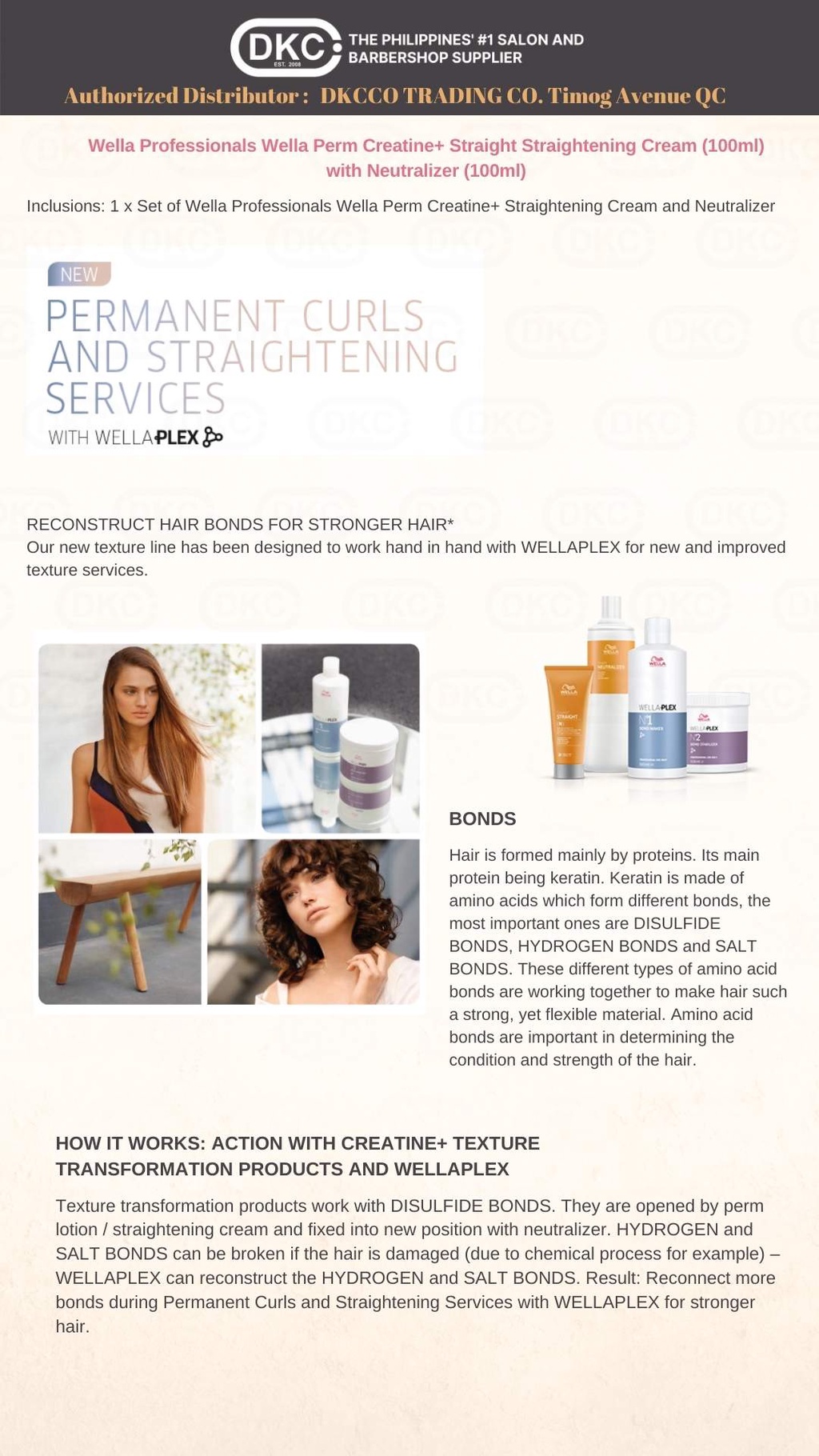 Wella Creatine+ Straight Rebond Set (Straightening Cream 100ml ...