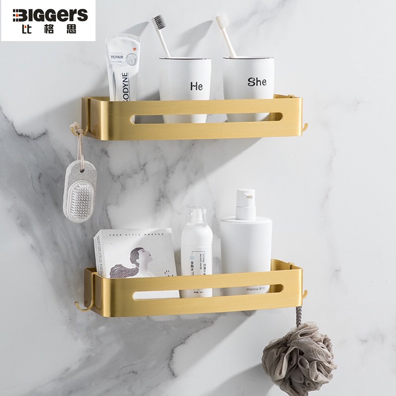 Biggers Brush Gold Color Bathroom Shelf Aluminium Bathroom Rack Kitchen ...