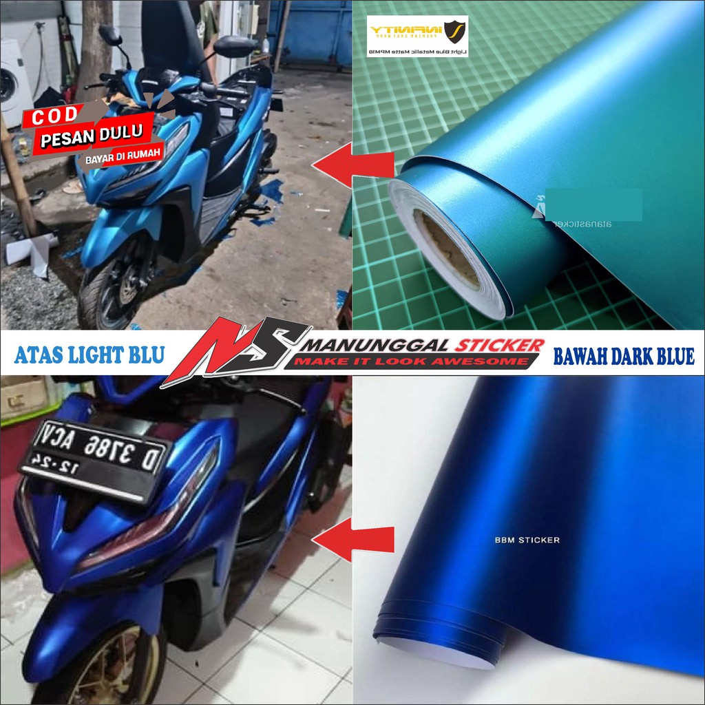 Maxdecal/infinity Blue DOFF Metallic Stickers For Motorcycles And Cars ...