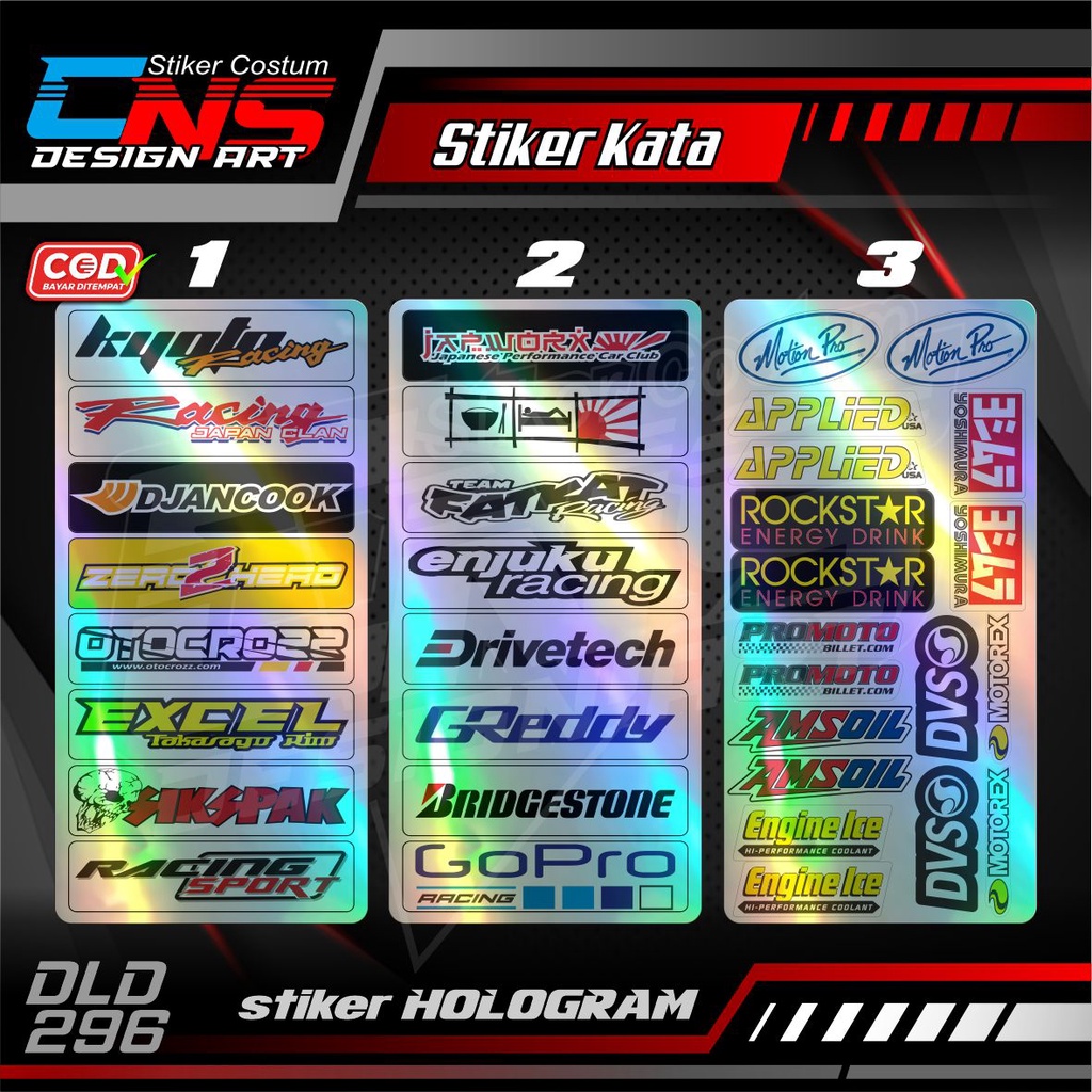 Sticker Pack Racing STICKER PRINT HOLOGRAM VINYL STICKER/HOLOGRAM ...