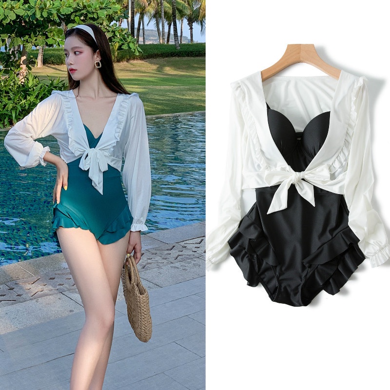 Sexy Swimsuit Womens One Piece Boxer Conservative Slimmer Look Cover