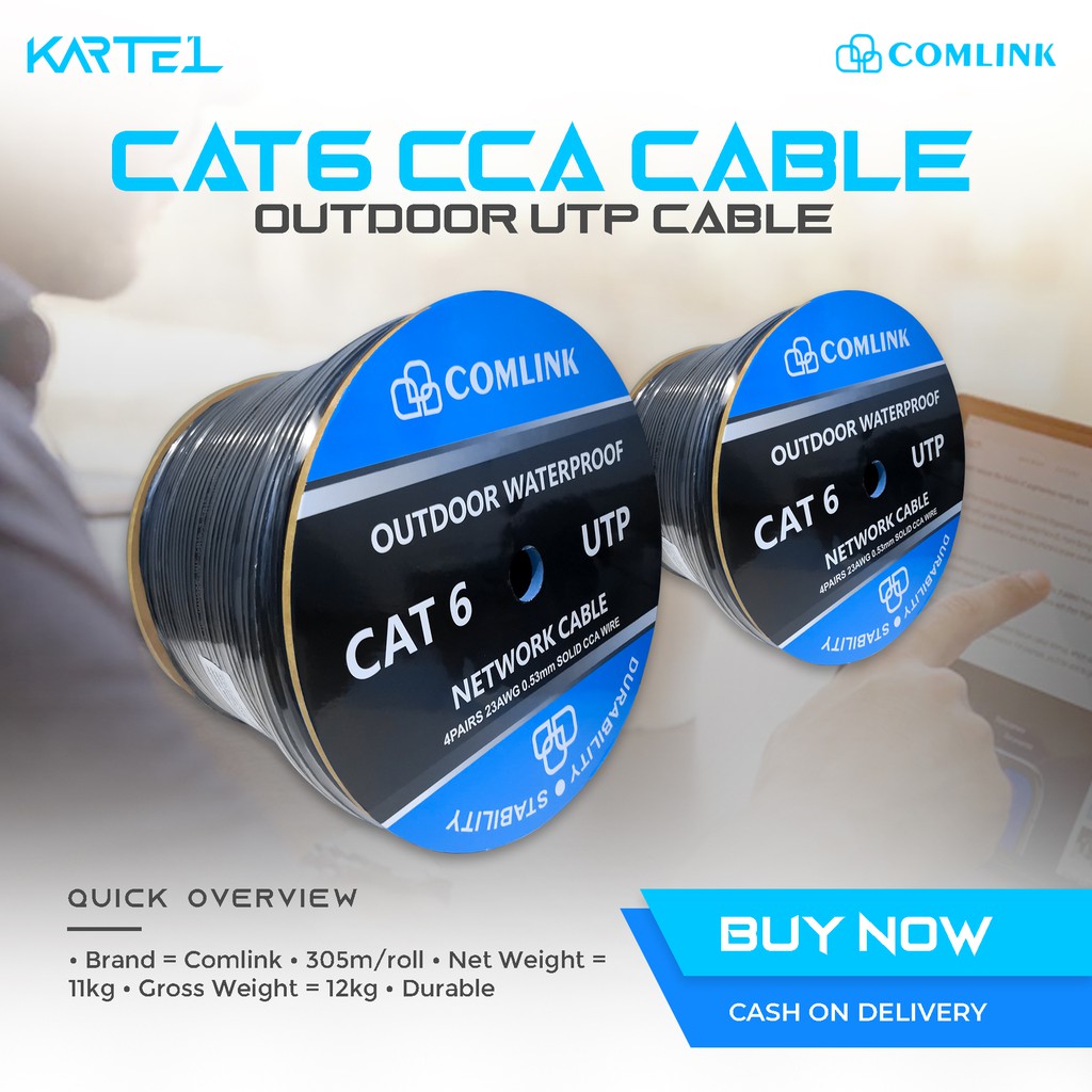COMLINK CAT6 OUTDOOR Quality UTP Ethernet LAN Cable 305m | Shopee ...