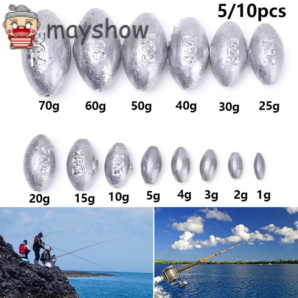 MAYSHOW 5/10Pcs High Quality Fishing Lead Fall Additional Weight Sinker Olive Shaped Weights ...