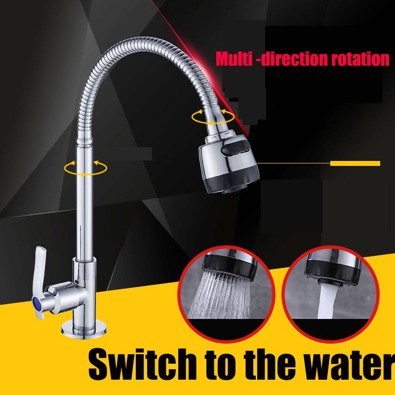Kitchen Sink Faucet Stainless Steel Multi-Directional Swivel with ...