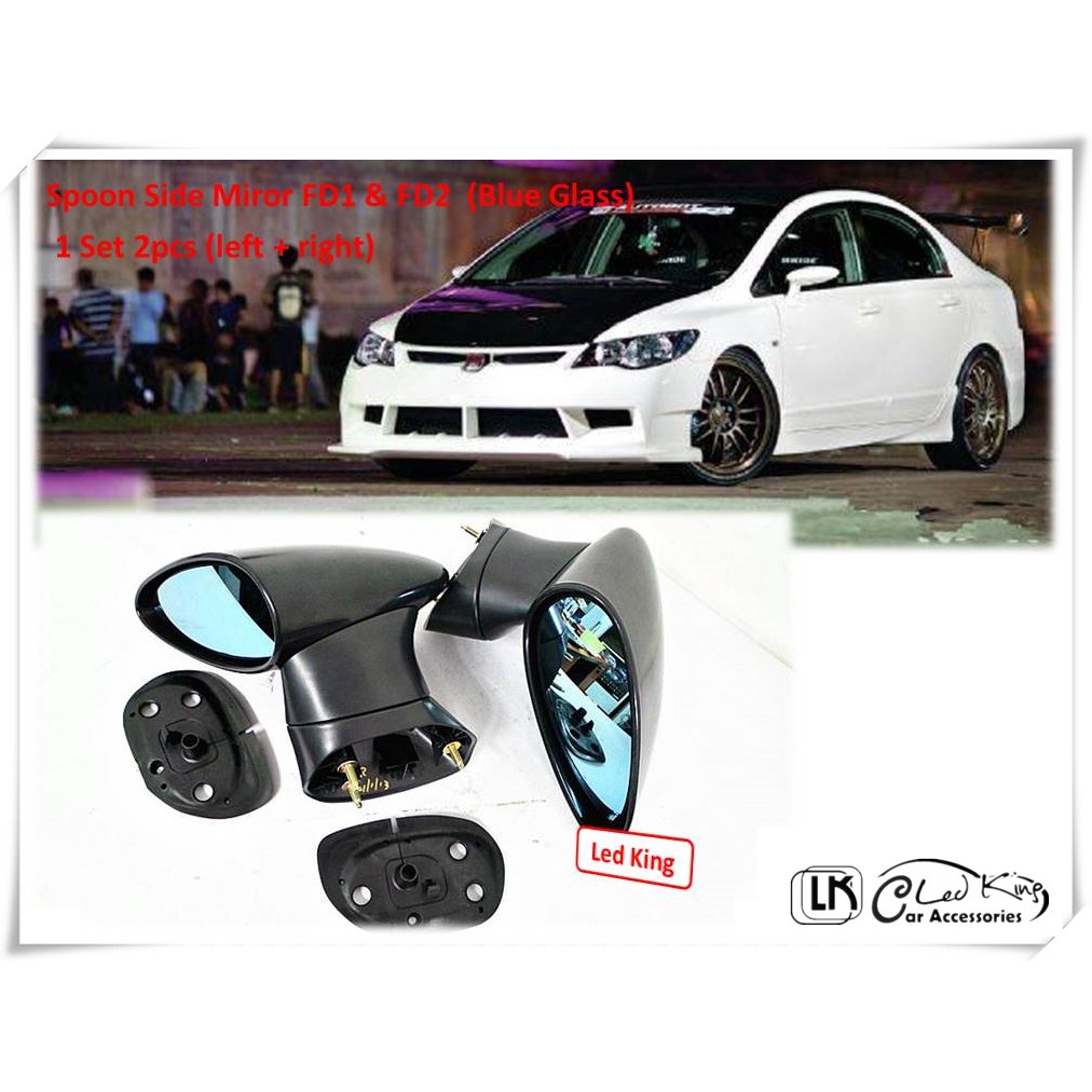 Honda Civic Fd Fd2 Side Mirror Spoon Miror Black / Carbon | Shopee ...