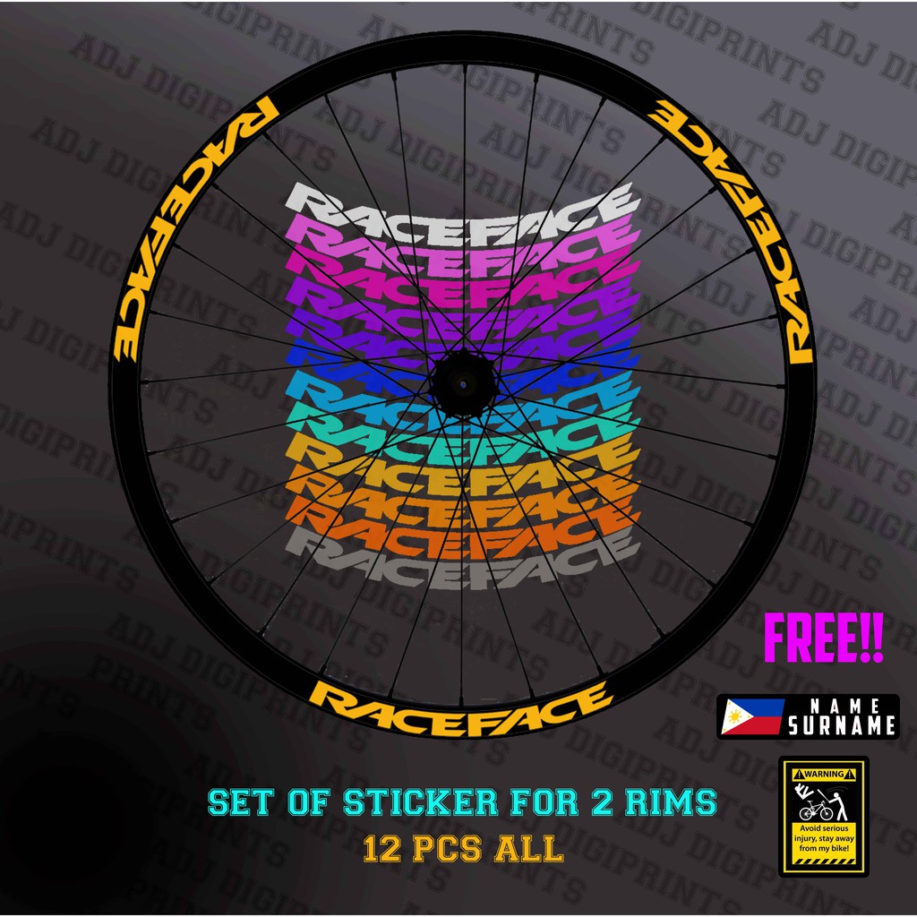RACEFACE Sticker MTB Rims Decals MORE COLOR | Shopee Philippines