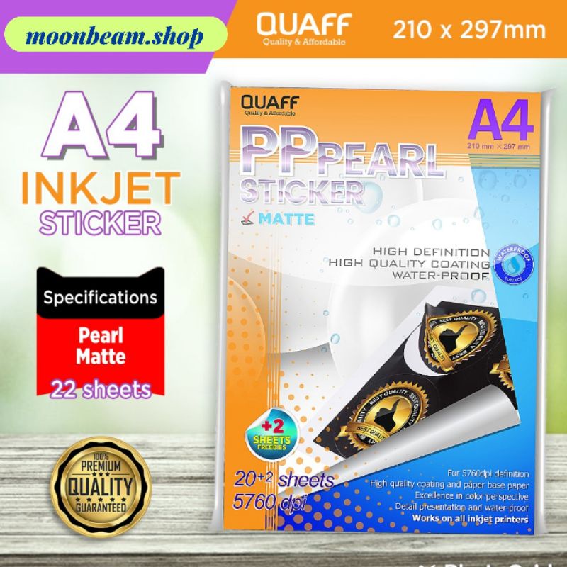QUAFF PP PEARL STICKER MATTE 180GSM A4 SIZE | Shopee Philippines