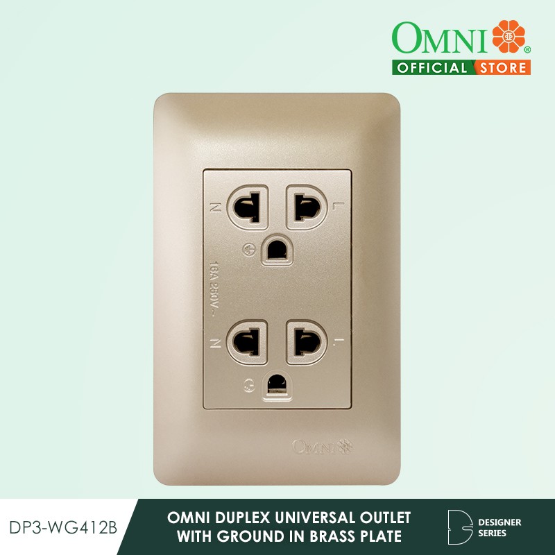 OMNI Duplex Universal Outlet With Ground in Brass Plate - DP3-WG412B ...