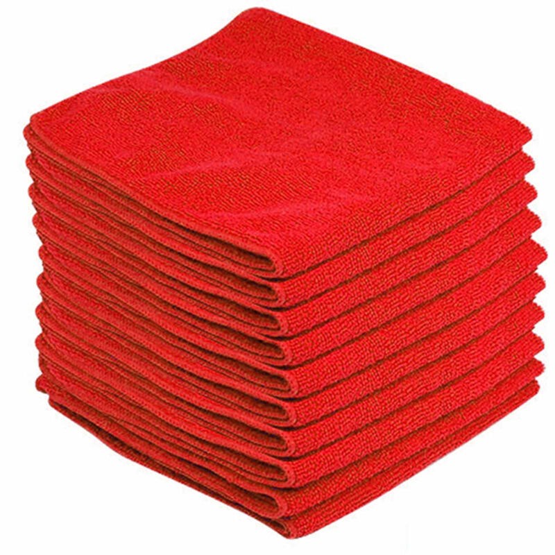 [oncemoreagain1] 10Pcs Red Microfiber Car Cleaning Cloth Kitchen ...