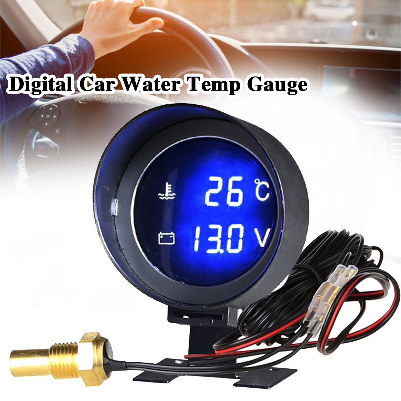 LED Digital Car Truck Water Temp Gauge Voltmeter 2 in 1 12V 24V Car ...