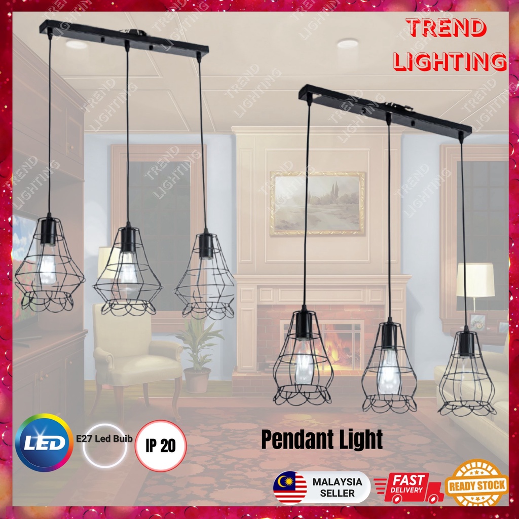 Vintage Pendant Lamp Hanging Light lampu siling Lampu Gantung Set of ...