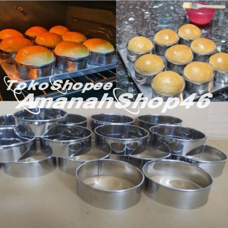 12 Pcs round bread ring / burger ring / stainless ring cutter Bakery ...