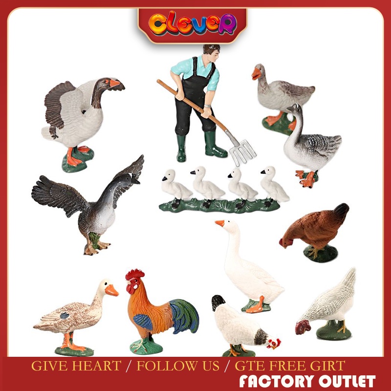 Hand painted Simulation Chicken Duck Goose Farm animal model Action ...