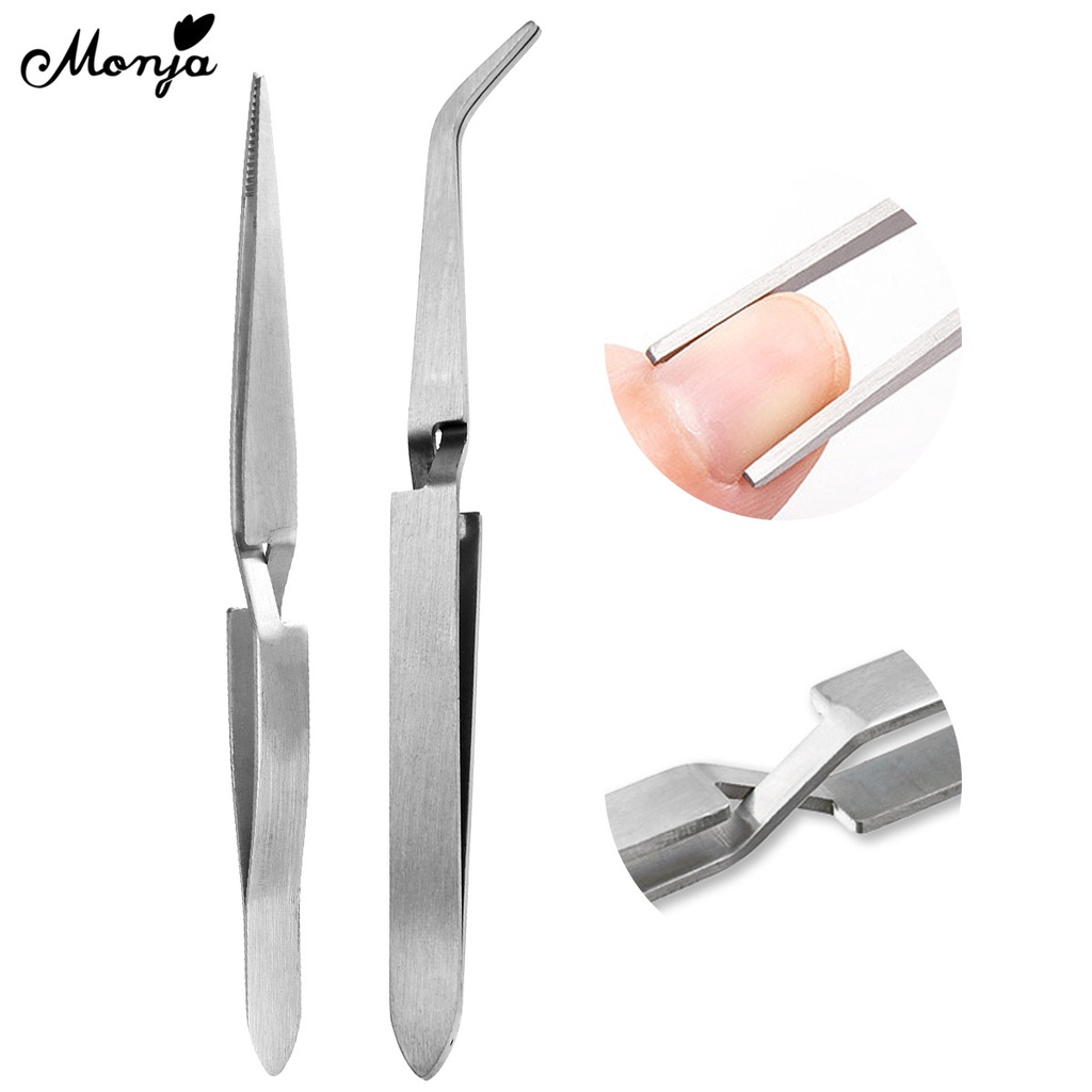 Monja Nail Art Nipper Curved Straight Mouth Clamp Tweezer For ...