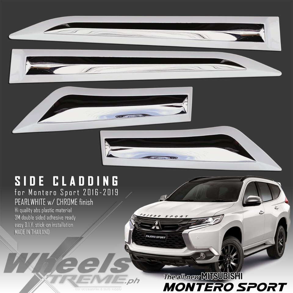 Montero Sport 2016-2019 side cladding 2 tone PEARLWHITE and CHROME ...