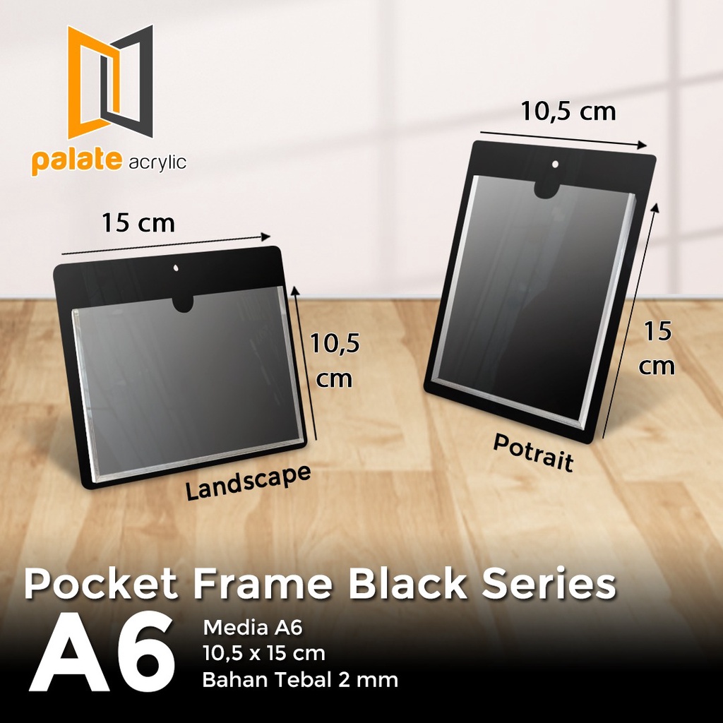 HITAM Acrylic POCKET FRAME/ACRYLIC THICKER/ACRYLIC POCKET A6 2MM Black ...