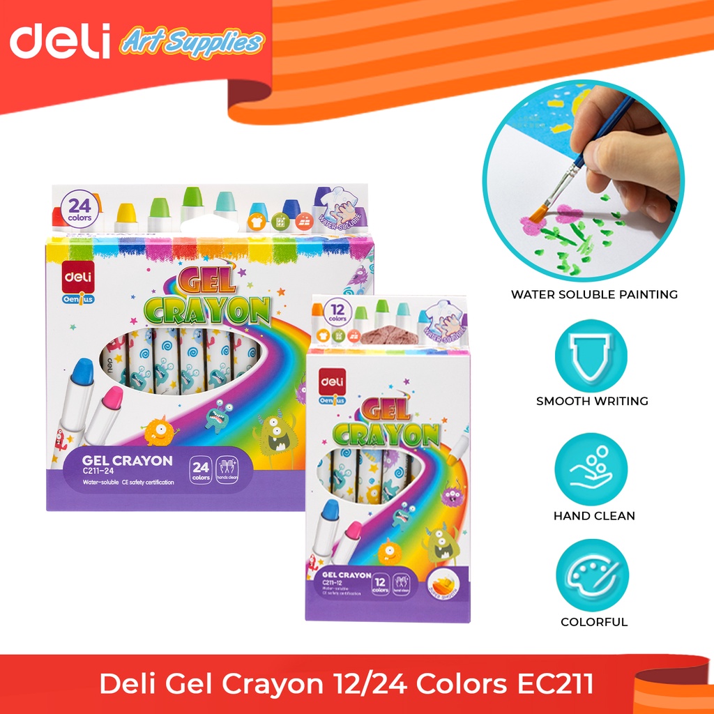 Deli Gel Crayon 12/24 Colors EC211 [79EC211] | Shopee Philippines