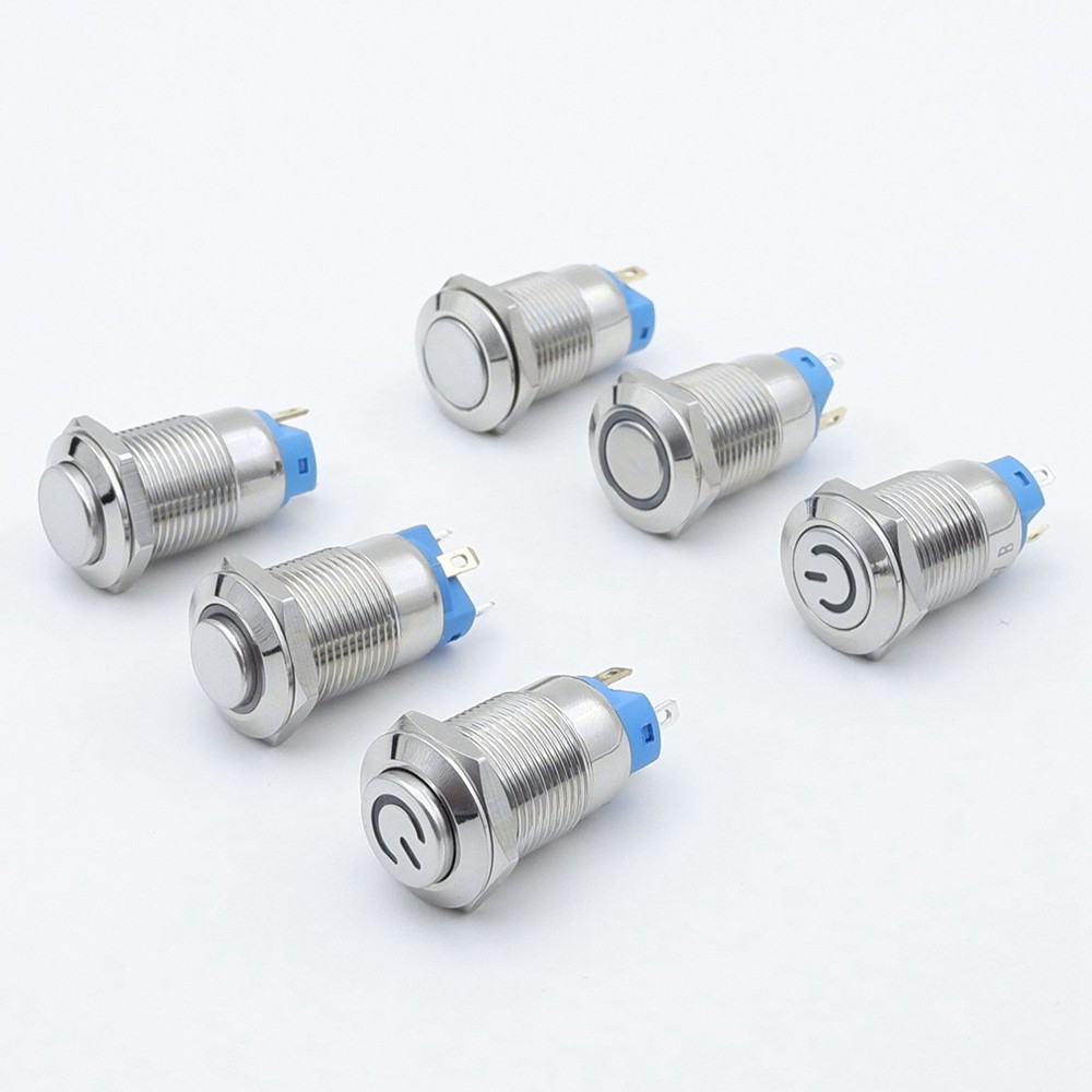 12mm Button with fixation Metal Illuminated Push Button Switch Led 12v ...