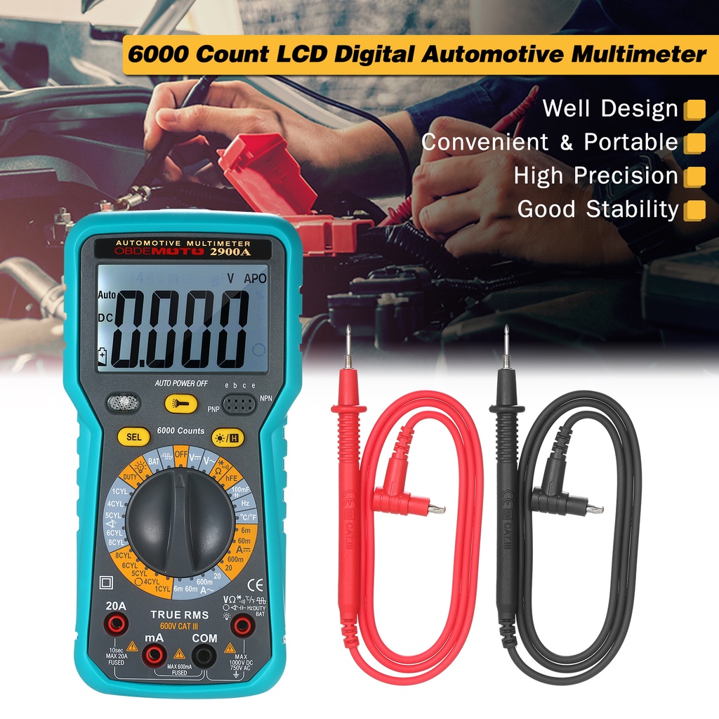 【Promise】6000 Count LCD Digital Automotive Multimeter True RMS ...