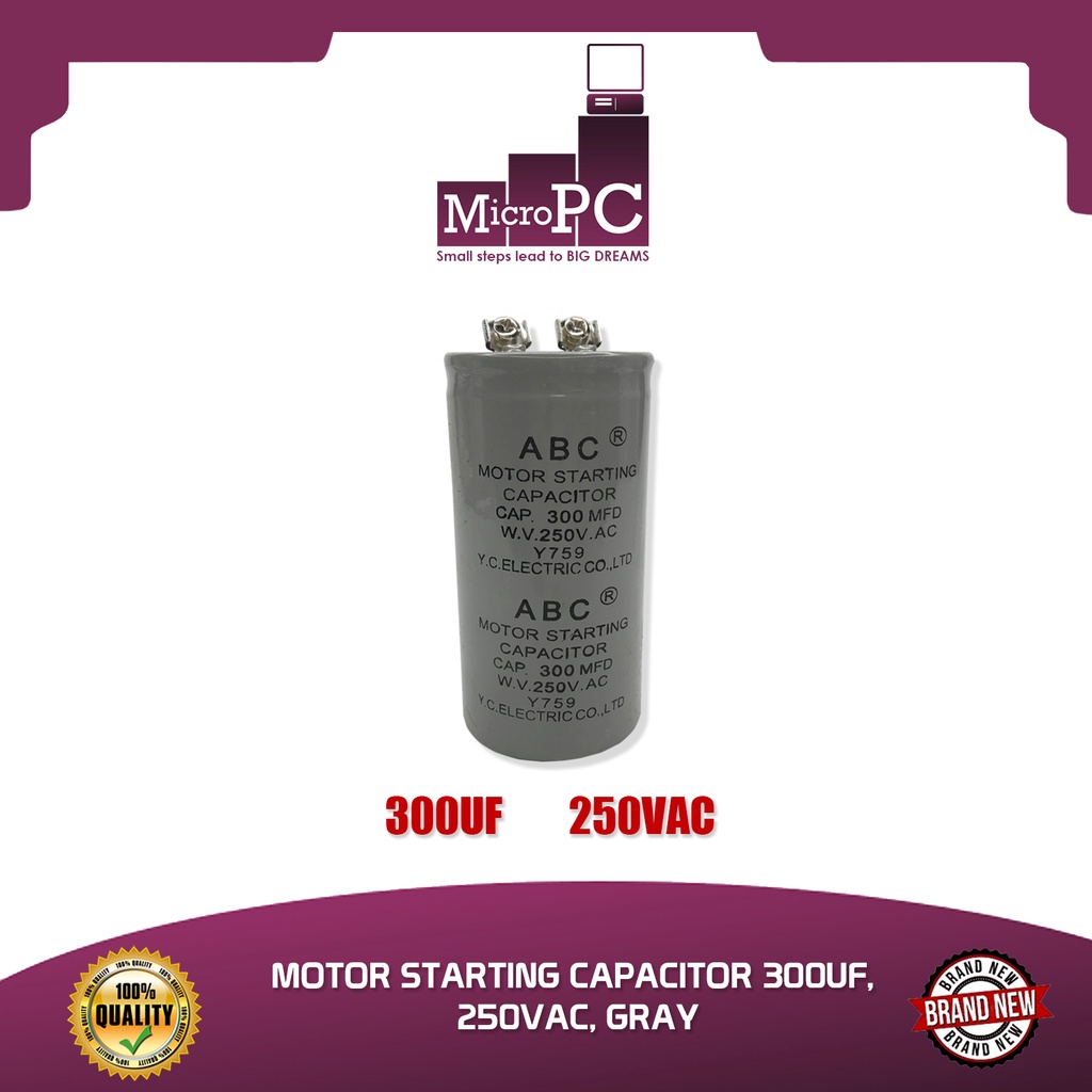 MOTOR STARTING CAPACITOR 300UF, 250VAC, GRAY | Shopee Philippines