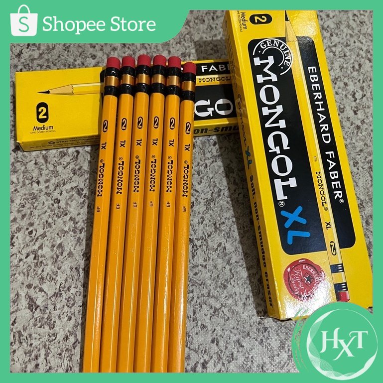 HXT (12pcs) Mongol Pencil, Black, XL, #2 / Drawing and Writing Pencil ...