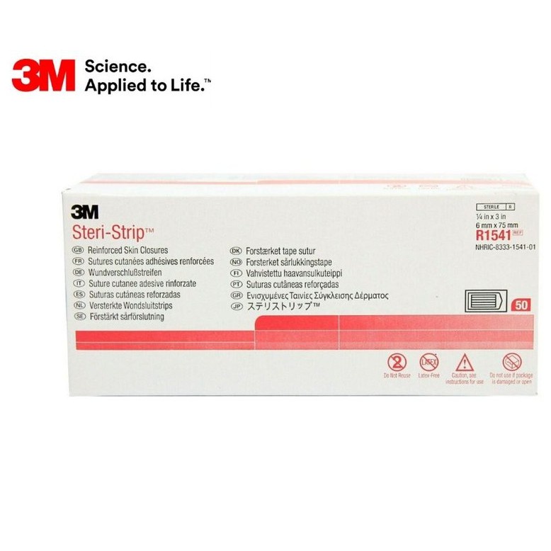 3M STERI-STRIP 1/4" X 3" REINFORCED SKIN CLOSURES 1'S R1541 (EXP: 07/ ...