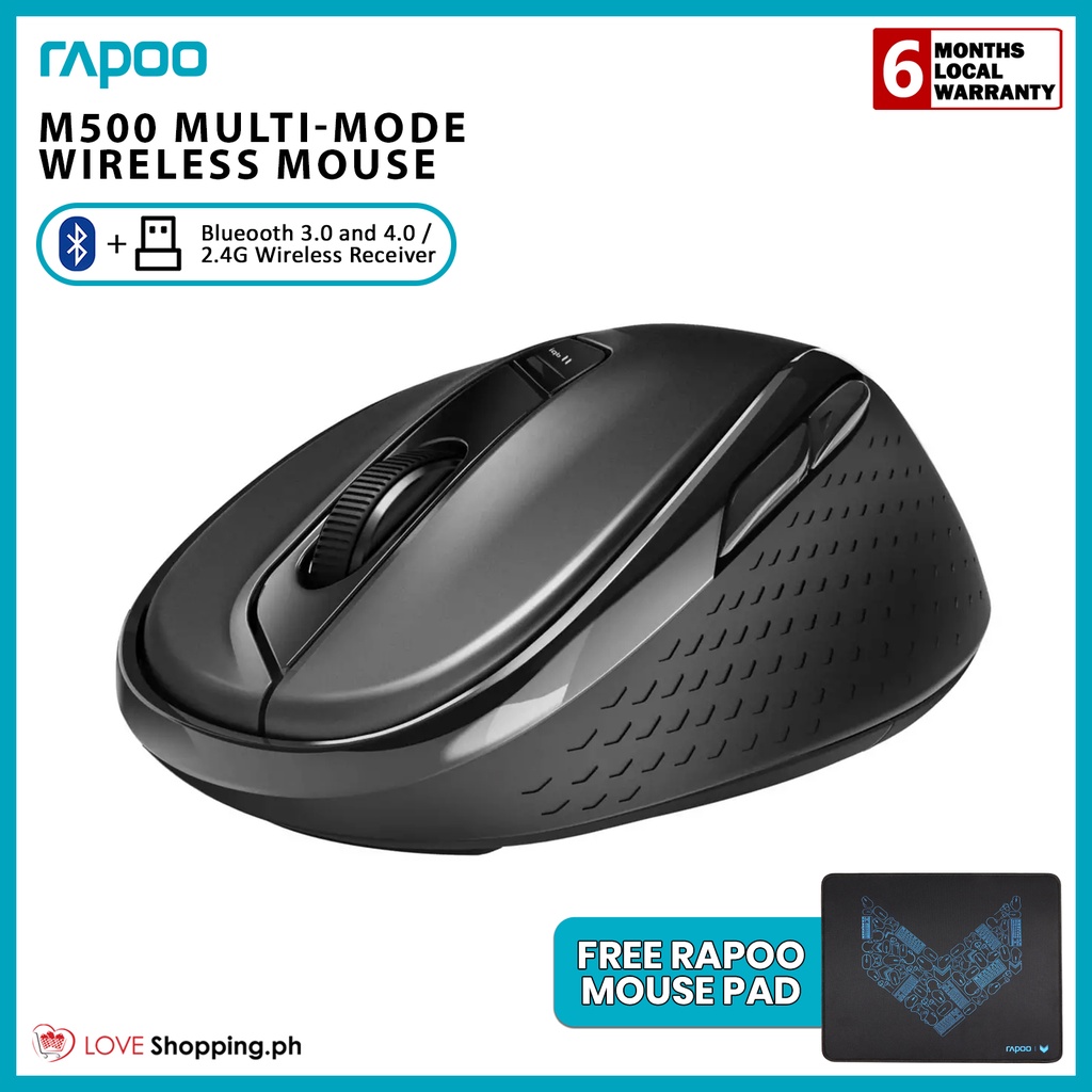 RAPOO M500 Silent Multi-Mode 2.4G And Bluetooth Wireless Mouse (BLACK ...