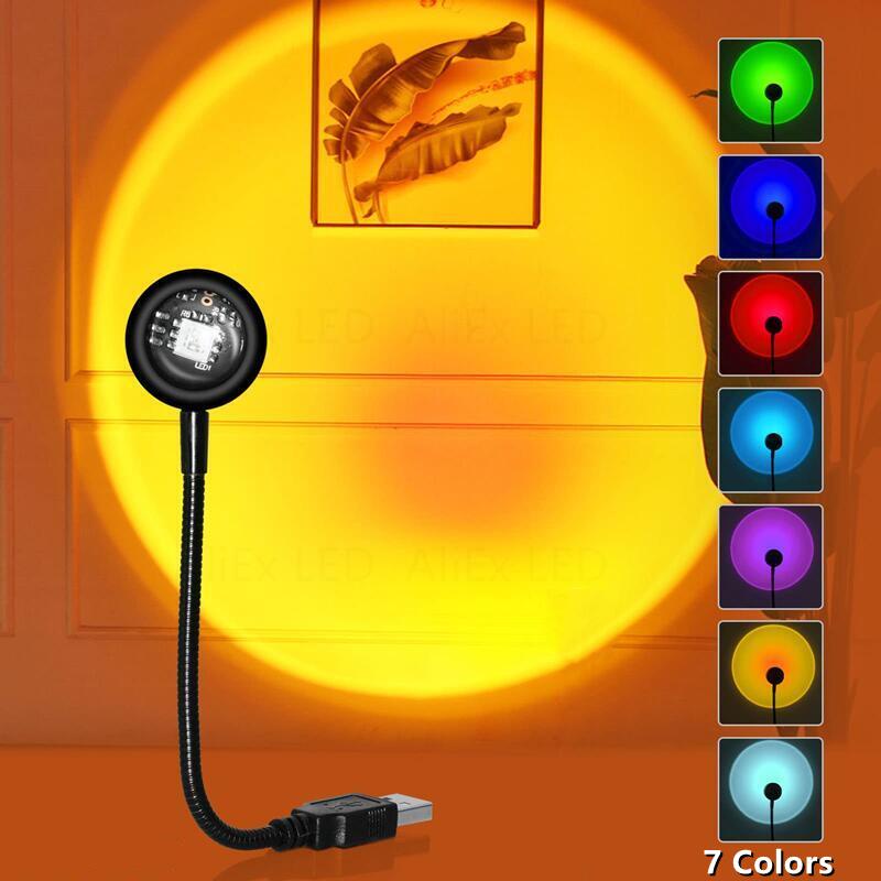 Sunset Lamp USB 7 Colors Night Light Projector Atmosphere Home ...