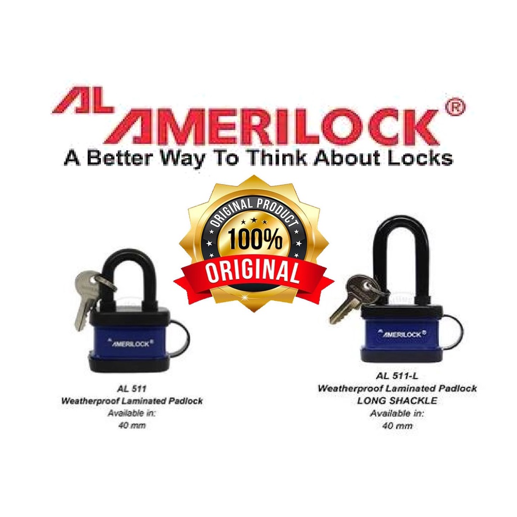 AMERILOCK Weatherproof Rustproof Laminated Padlock for Gate 40mm (AL ...