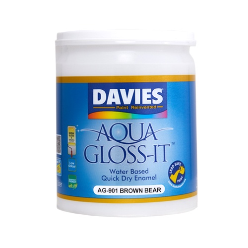 Davies Aqua Gloss It BROWN BEAR AG-901 Odorless Water Based Paint 1 Liter Acrylic Quick Dry ...