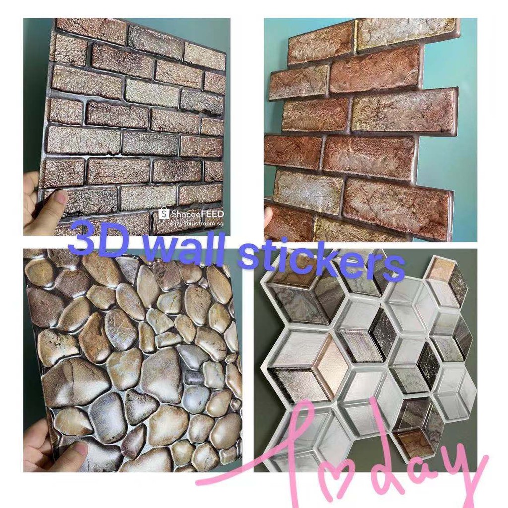 3D Stickers wallpaper adhesive wall decor wall stickers foam wallpaper ...