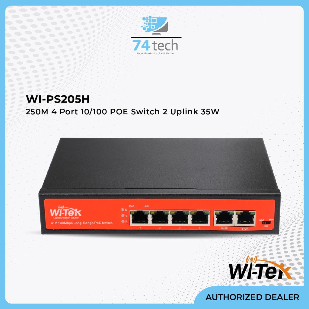 Witek WI-PS205H 250M 4 Port 10/100 POE Switch 2 Uplink 35W Eco | Shopee ...