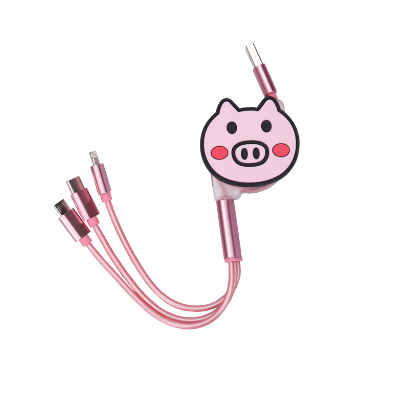 ℅↘Car mobile phone charger cable multi-function cute cartoon USB data ...