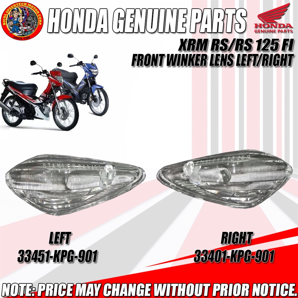 XRM 125 RS FI/CARB FRONT WINKER LENS (HPI) (Genuine: LEFT- 33451-KPG ...