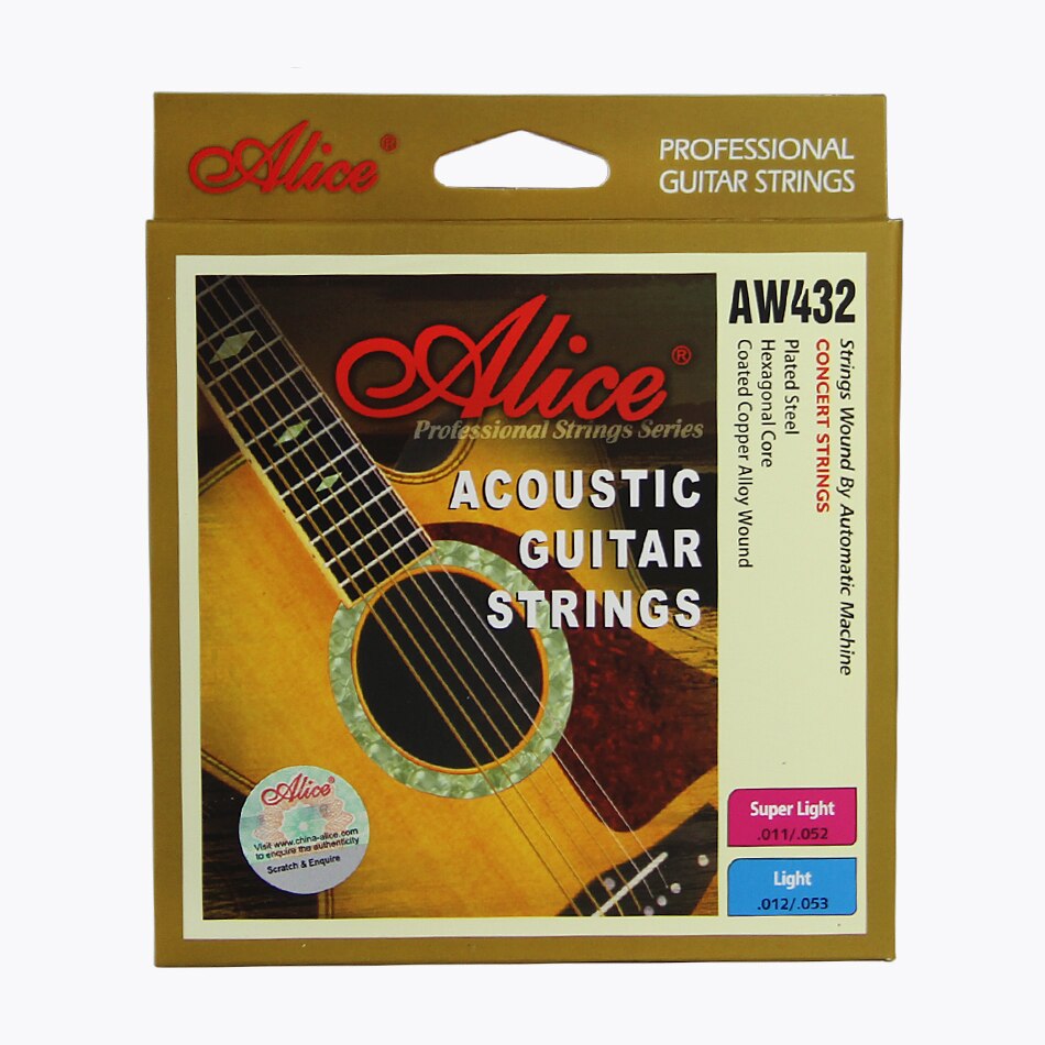 Alice AW432 acoustic guitar string plated steel and hexagonal core and ...