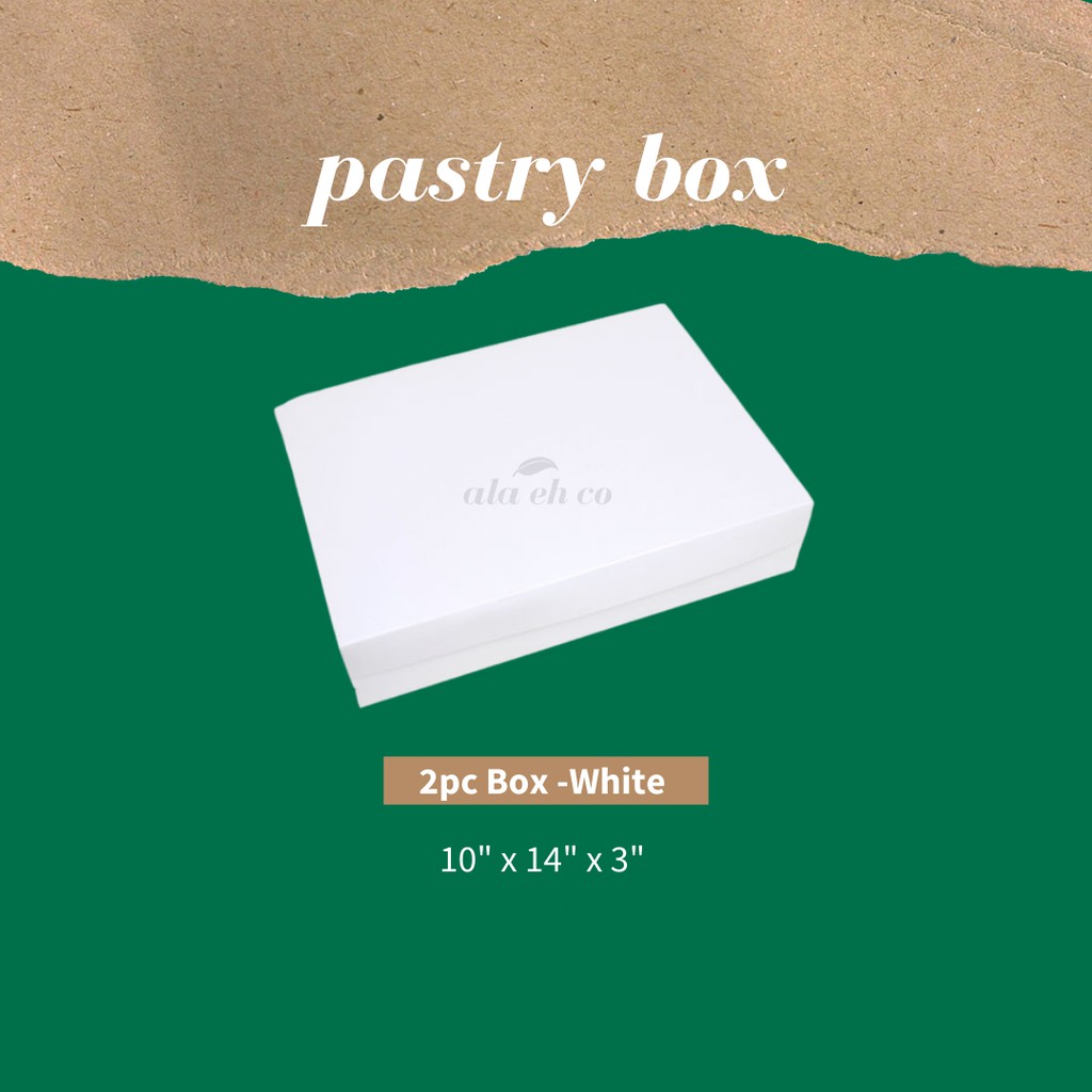[10pcs.] 2-PC WHITE PASTRY BOX / 10" x 14" x 3" / CAKE BOX | Shopee ...