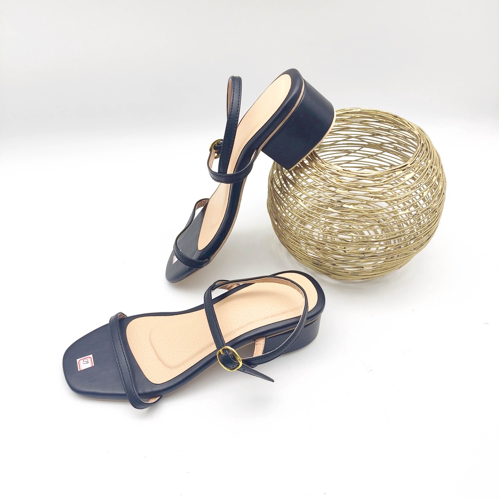 R&A702 1.5-Inch Square Toe with One Toe Strap with Adjustable Ankle Strap Block Heels (Standard ...