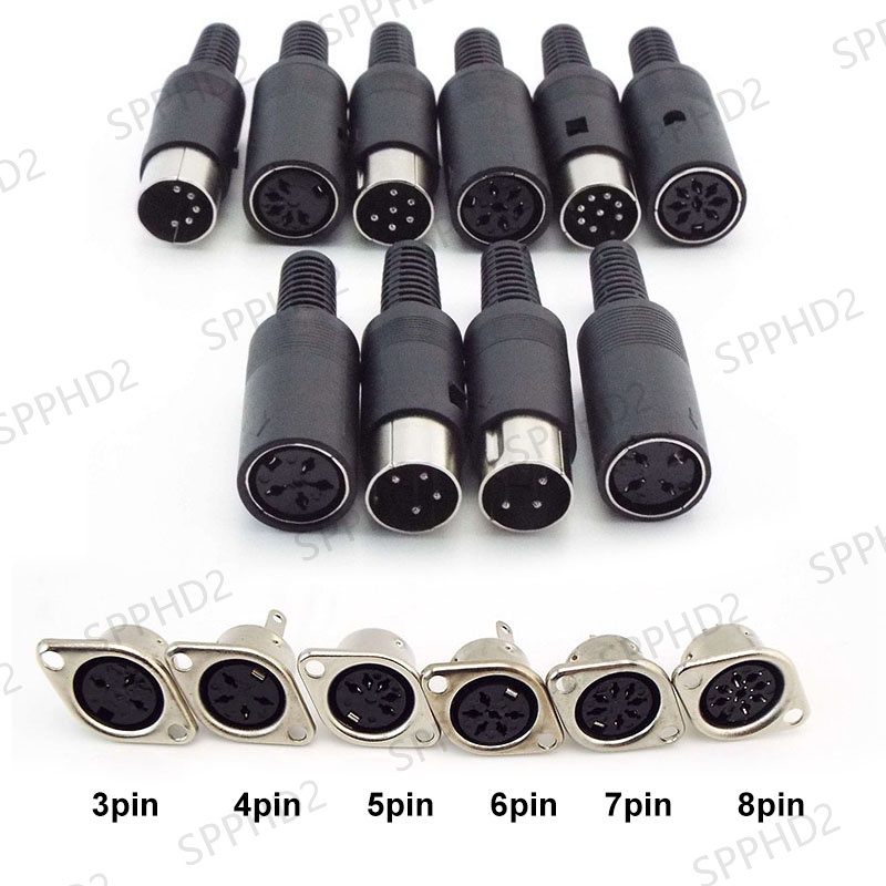 Solder Connector Din 3 4 5 6 7 8 Pin Core Male Female Power Plug Female ...