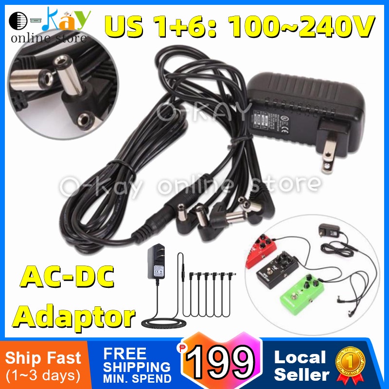 O-KAY Guitar Effect Power Supply Adapter 9V DC 1000mA 6 Way Daisy Chain ...