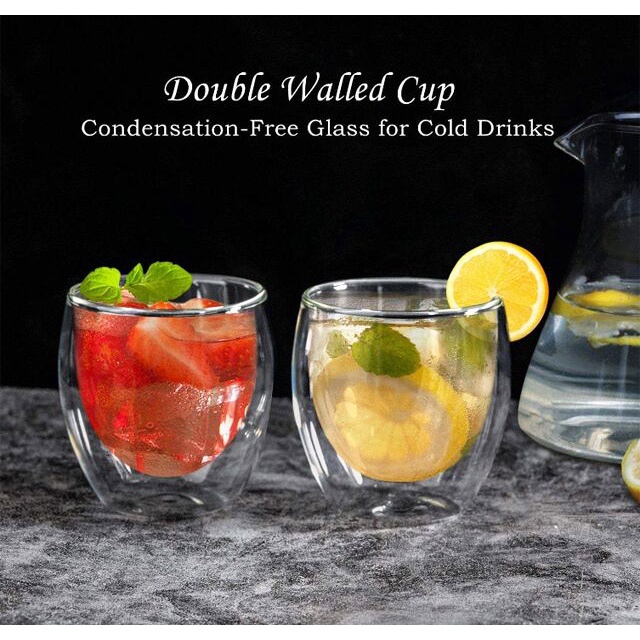 DELISOGA Deli Glassware Double Wall Glass 270 To 450mL Heat Mug ...