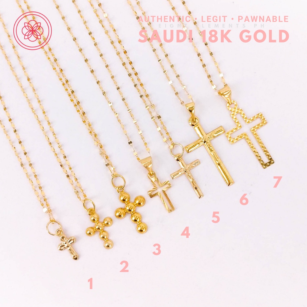 COD PAWNABLE 18k Necklace Legit Original Pure Saudi Gold Assorted Cross ...