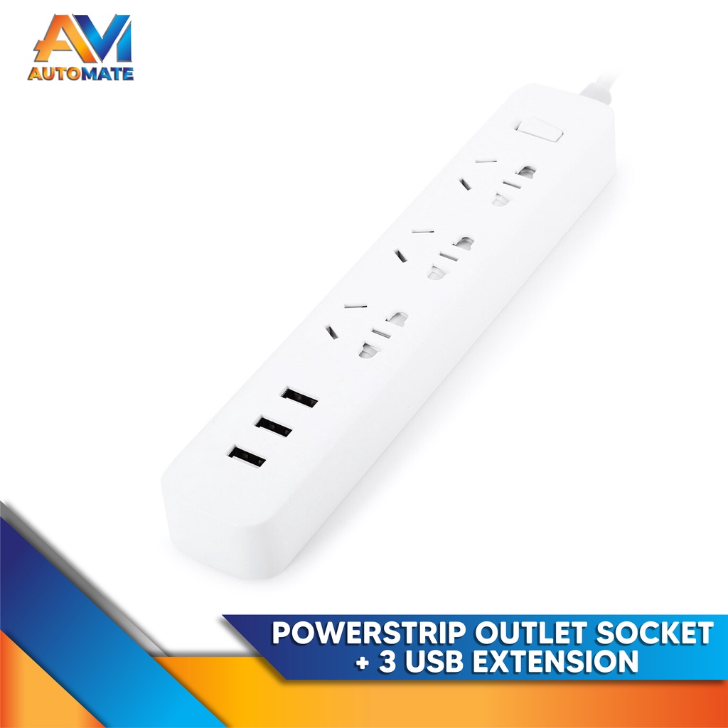 Original Powerstrip Outlet Socket 3 USB Standard Extension | Shopee ...
