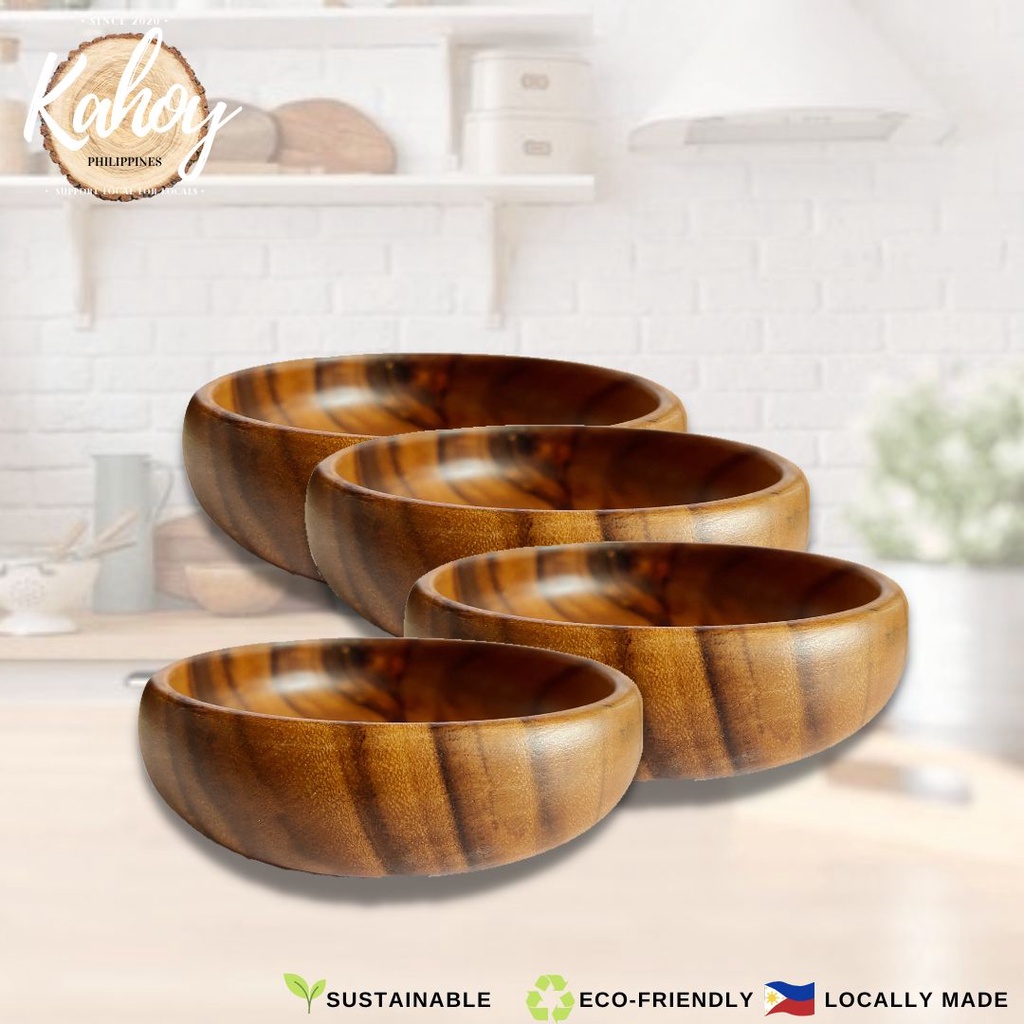 Kahoy (Set of 4) Small Calabash Bowls/ Wooden Calabash Bowls/ Wooden ...