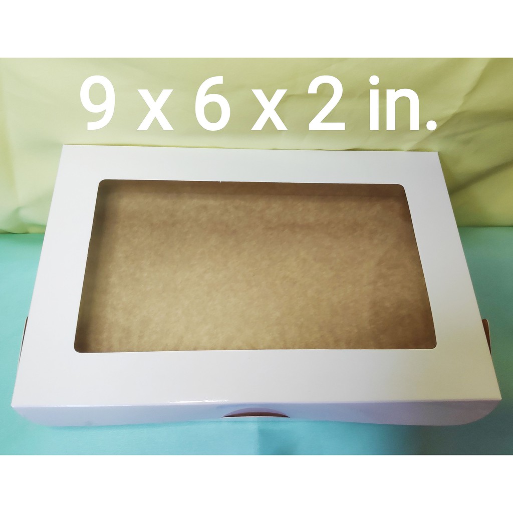 Rectangle Pastry Box with Window and Reversible size 9 x 6 x 2 inches ...
