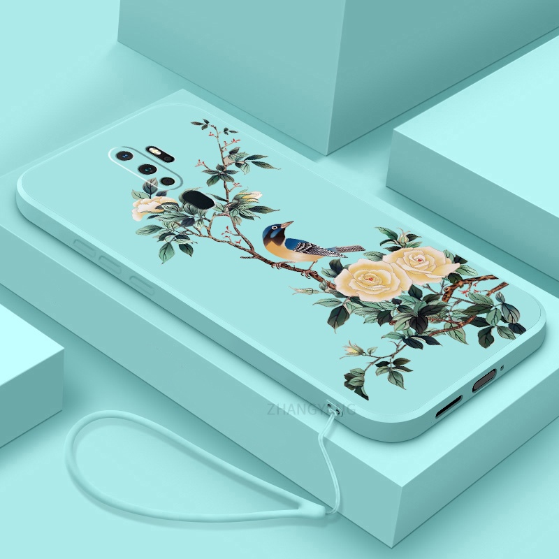 Casing oppo a5 2020 a9 2020 phone case Straight edge TPU soft shell flower and bird pattern ...